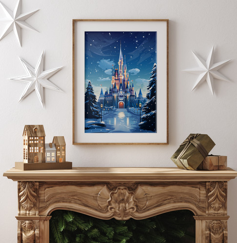 Christmas Magic Kingdom Poster, Disney World Posters | Happy Place Print