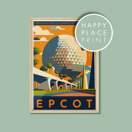 Epcot Vintage Poster, Disney Print, Walt Disney World, Orlando, Florida ...