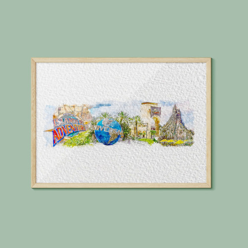 Universal Studios Three Parks Orlando Watercolour Print, Universal ...
