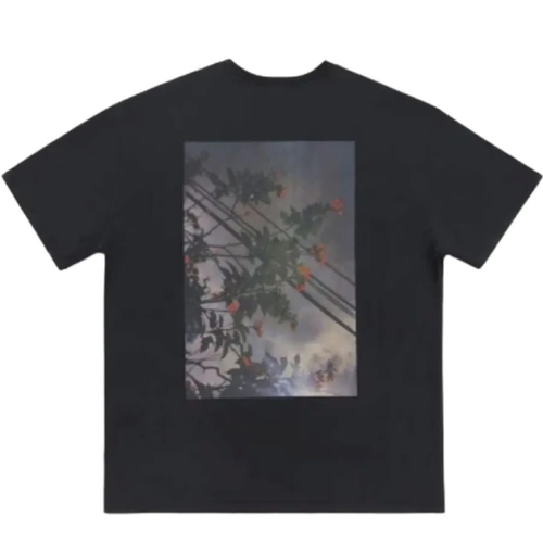 ESSENTIALS BACK PHOTO FLORAL PRINT TEE - BLACK | outcaststorebkk.com