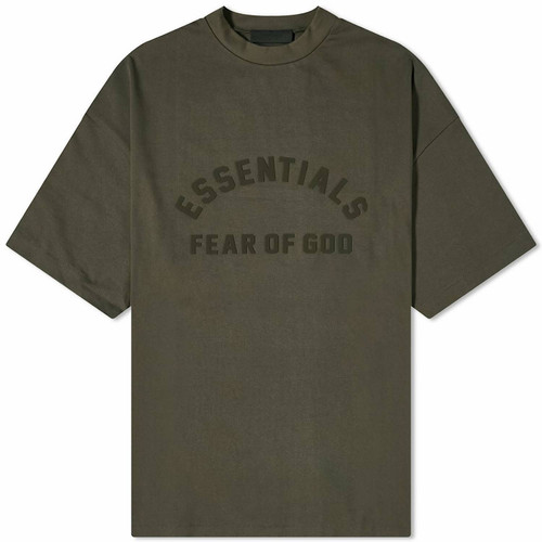 ESSENTIALS FRONT FLOCKING LOGO TEE - INK | outcaststorebkk.com