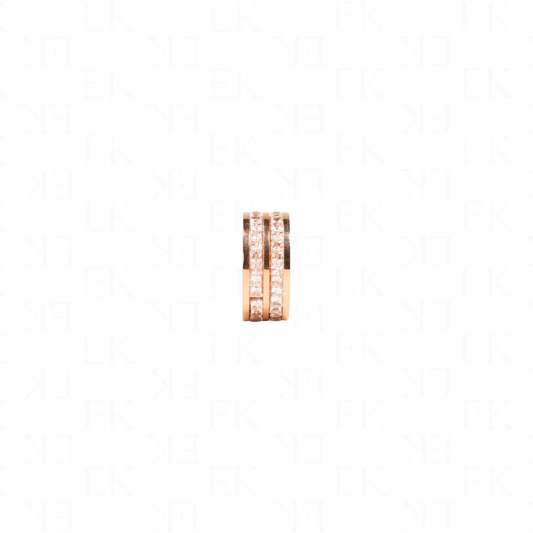 EK MALAYSIA DOUBLE ICED OUT BAND RING ROSE GOLD (R041-R) | outcaststorebkk.com