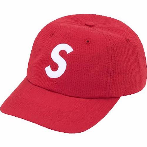 SUPREME SEERSUCKER SLOGO 6 PANEL SS24 - RED | outcaststorebkk.com