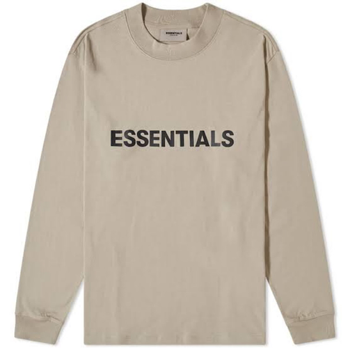 ESSENTIALS FRONT LOGO EMBOSSED L/S TEE - TAN | outcaststorebkk.com