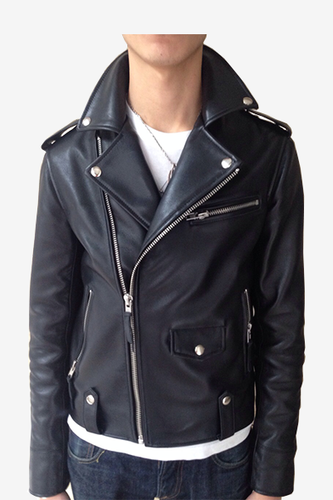 Black Double Rider Biker Leather Jacket | Leather Garments HK