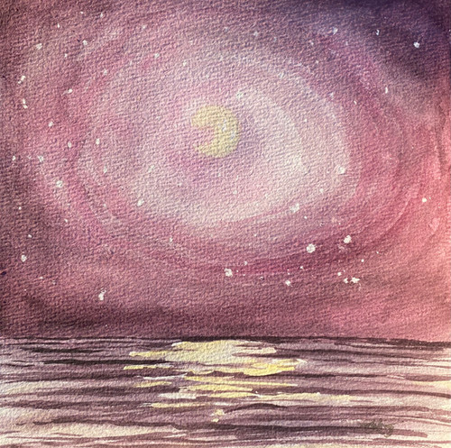 Maroon Night Watercolor Sketch | LMGB