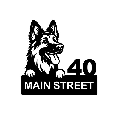 Custom German Shepherd Address Sign - Metal House Number Plaque