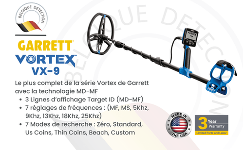 Garrett Vortex VX9 - Détecteur MD-MF expert | Belgique Détection