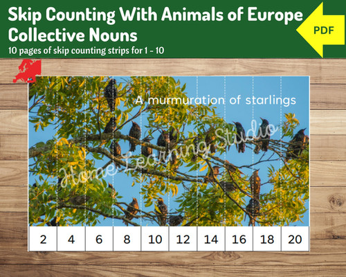 Animals of Europe Skip Counting Strips | Montessori Math and Literacy ...