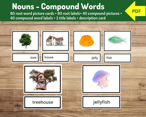 Montessori Compound Words: 80 Root Cards + 40 Compound Word Labels ...