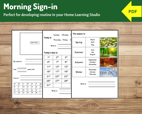 Home Learning Morning Sign-in - FREE | Montessori Studio