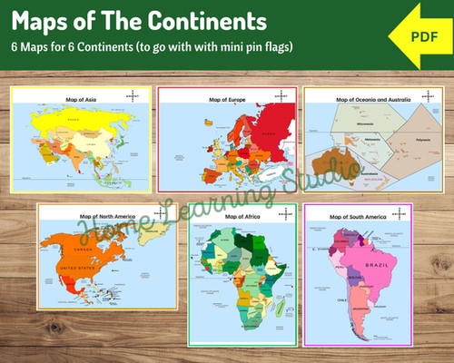 Continents Map Set: Montessori Geography, Homeschool Resource (Digital ...