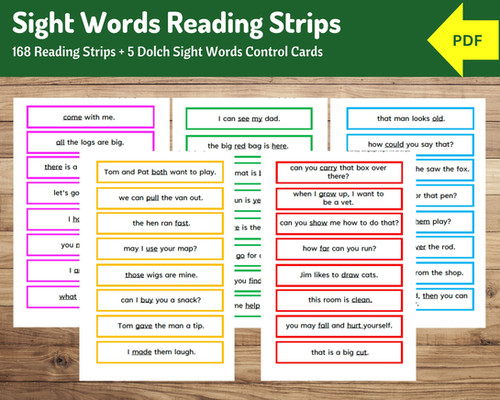 Montessori Sight Words Reading Strips: Dolch Words (Digital Download ...
