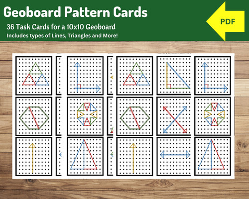Geoboard Pattern Cards | 36 Task Cards for 10 x 10 Geoboard | Maths ...