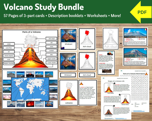 Montessori Volcano Study Mega Bundle | 16 Volcanoes | 57 Pages of Fun ...