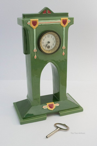 EICHWALD Majolica Secessionist Art Nouveau Bernard Block Mantel Clock c ...