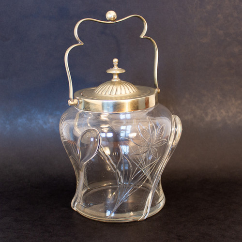 Rare Art Nouveau Stuart glass Cairngorm and cut glass Silver Plated ...