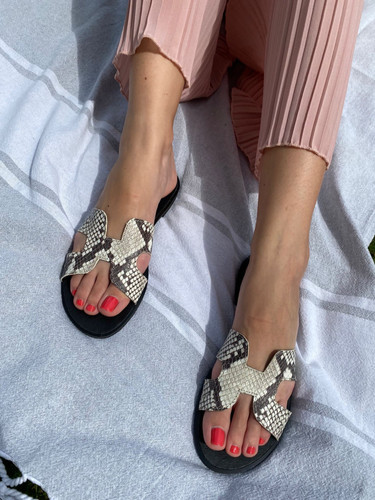 Papuci Croco Leather | Leather Weather