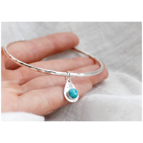 Turquoise Tear Drop Bangle | Teän’s Silver Shed