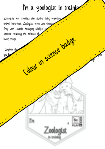 Colour-in Zoologist badge and activity pack (6 pages total ...