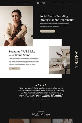 Solstice | Wix Social Media Marketing Coach Template | Wix Pro Themes