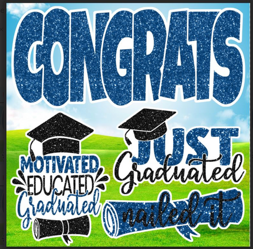 UP692 HS BLUE GRADUATION SET | Party Prop Signs