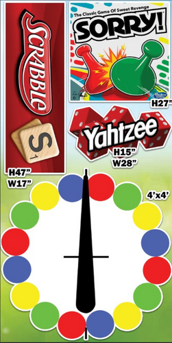 UP2423 FS Board games Mix Twister Yahtzee | Party Prop Signs