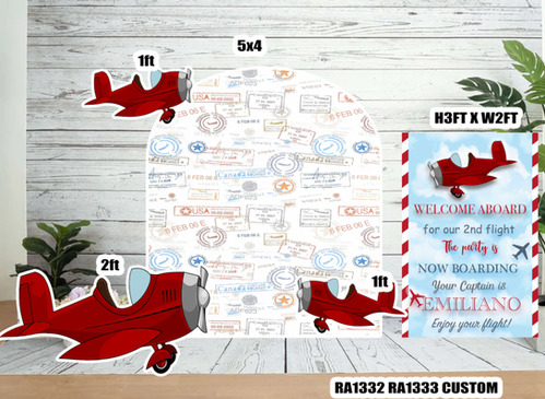 Welcome Aboard Flight Sign custom name and year Backdrop panel 5x4 arch ...
