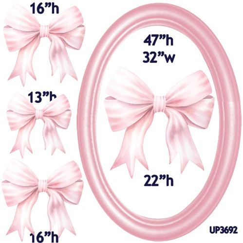 UP3692HS coquette pink BOW OVAL FRAME | Quick Party Props