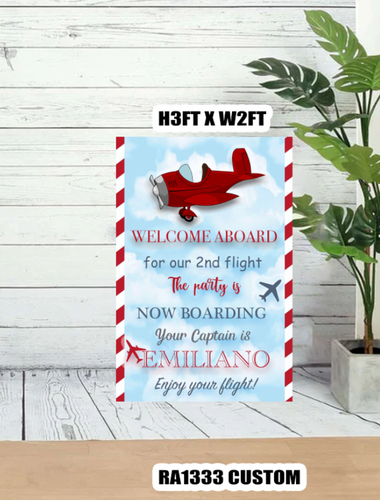 Welcome Aboard Flight Sign 3x2 CUSTOM NAME AND YEAR | Quick Party Props