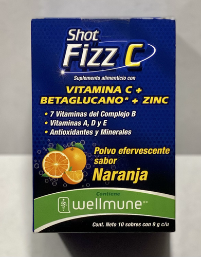 Shot Fizz C (Vitamin C+Betaglucano+Zinc) orange flavor powder packages ...
