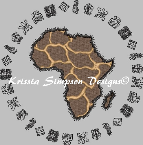 African continent with tribal symbols machine embroidery design | K ...