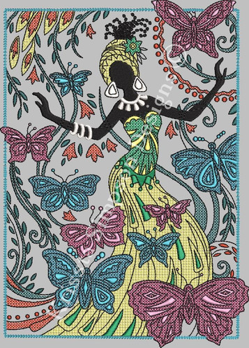 African Fairy 01 Redwork/Cross stitch machine embroidery design | K ...