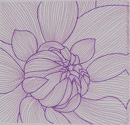 Op Art Flower machine embroidery redwork design | K. Simpson Designs©