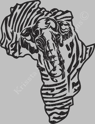 African continent with elephant machine embroidery design | K. Simpson ...