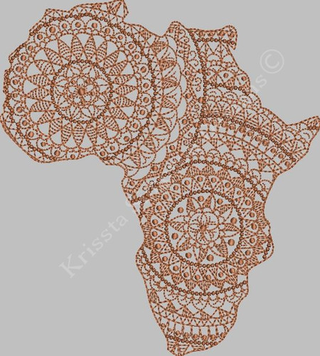 Mandala style African continent redwork machine embroidery design | K ...