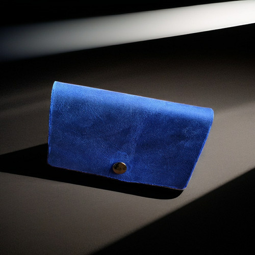 Blue Crazy Horse. Exclusive minimalistic leather wallet. | craft-krk.com
