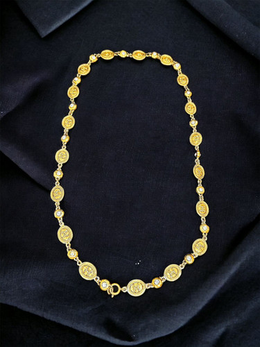 CHANEL Early 1980’s gold plated Vintage CC Mark coin and crystal long ...