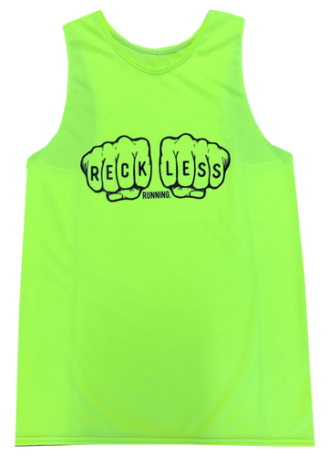 KNUCKLES Neon Yellow Performance Singlet | recklessrunning
