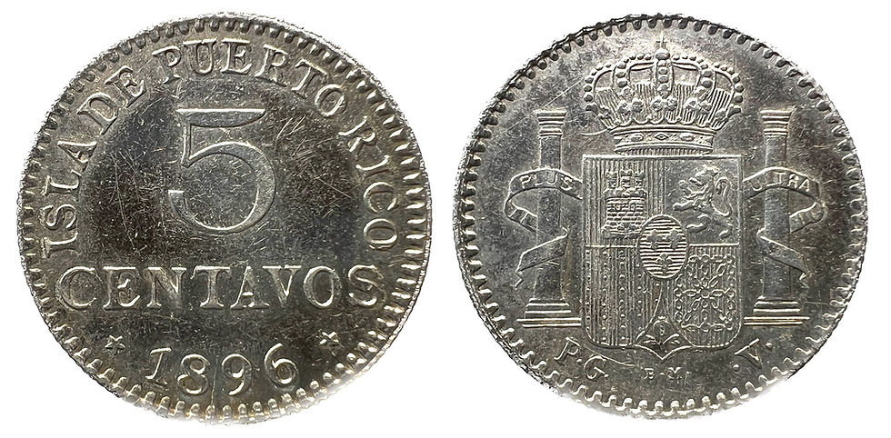 5 Centavos de Peso. Puerto Rico. 1896. MBC+/EBC- | Numismatica Saez
