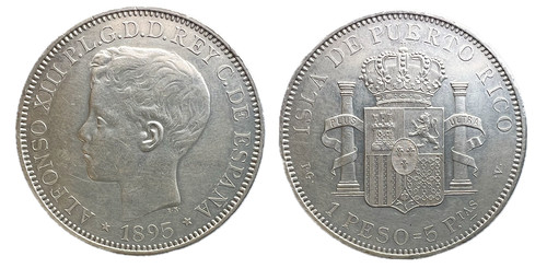 1 Peso. Puerto Rico. 1895. EBC/MBC+ | Numismatica Saez