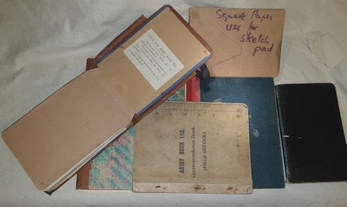 Collection of ww1 notebooks with notes/artwork relating to anti gas ...