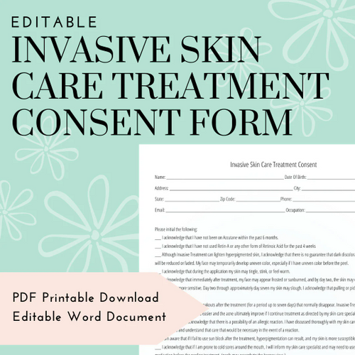 Invasive Skin Care Treatment Consent Form, Consent Forms Template | New ...