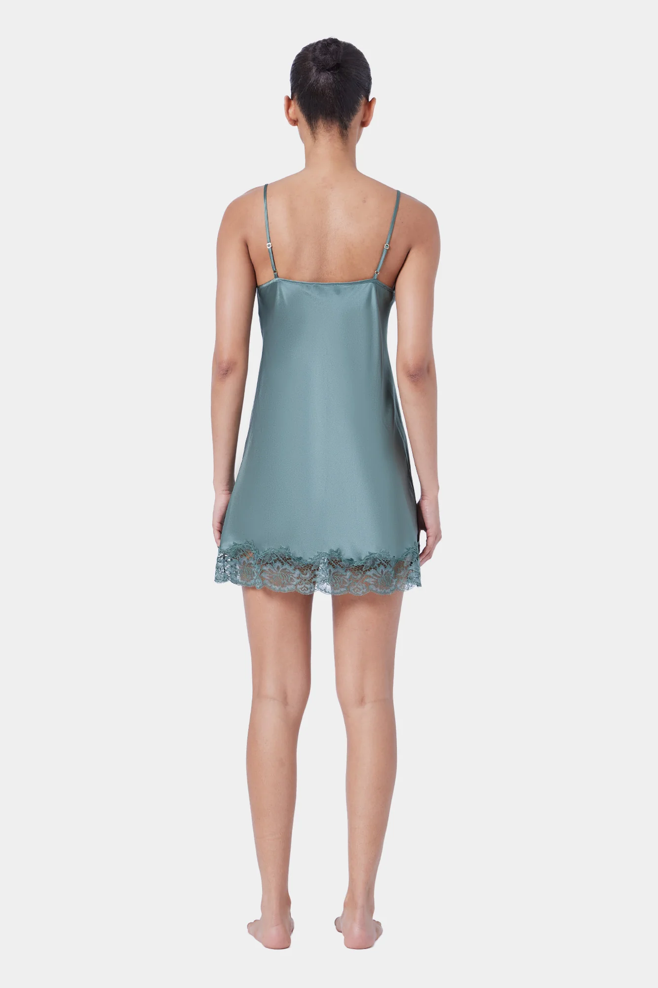 Ginia Pick & Mix Silk Chemise (Moss) | Intimate Apparel