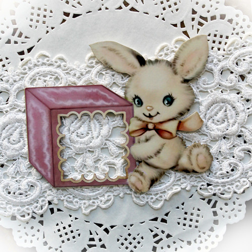 Printed Beautiful Board Baby Blocks Bunny Frame Chipboard | reneabouquets