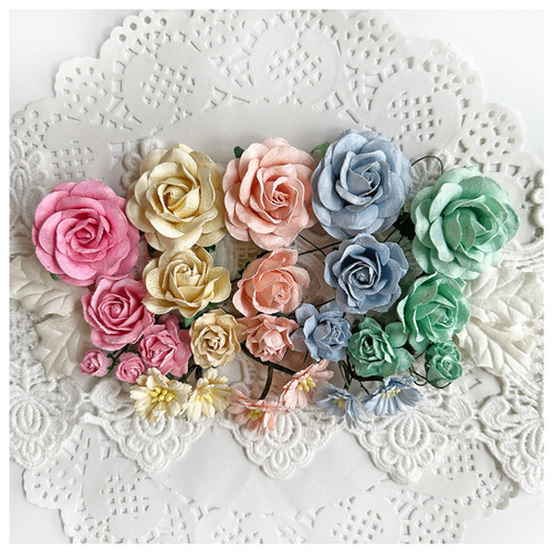 Sweet Shop Roses And Leaves Mulberry Paper Flowers 29 Pieces ...