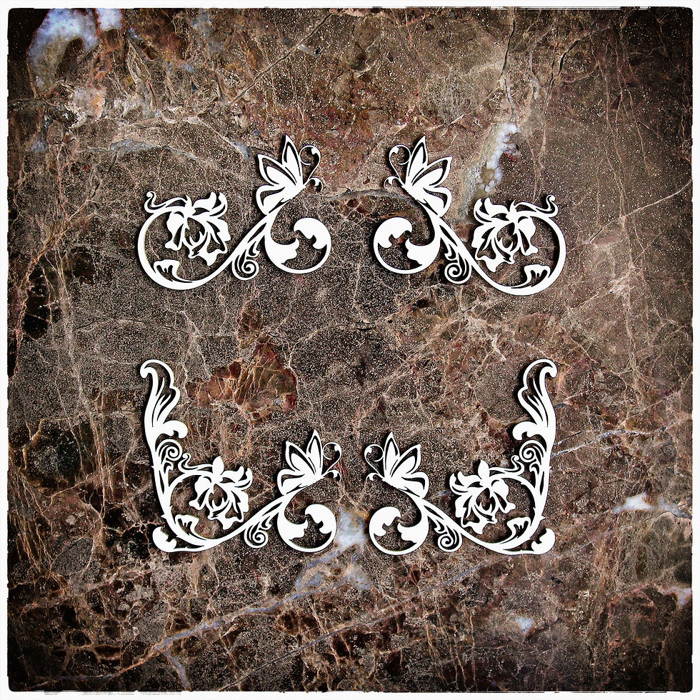 Beautiful Board Small Butterfy And Foliage Corners Laser Cut Chipboard ...