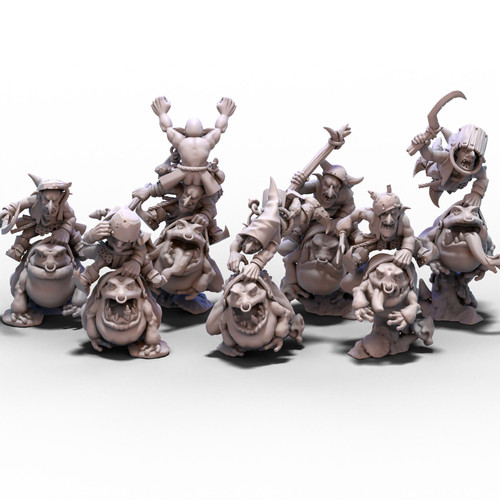 Goblin Tribes | Swamp Goblin Frog Riders | 28mm/32mm | Wargamer Minis