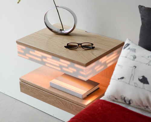 Glow Wood Top Floating Nightstand | dustin-marquard