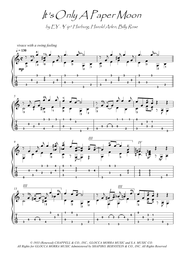 It's Only A Paper Moon sheet music for guitar